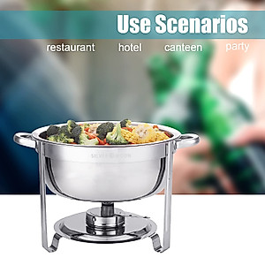 SILVER MOON 4.5 QT Round Chafing Dish, chaffing server set buffet, Stainless Steel Buffet Chafer with Glass Lid, Chafers and Buffet Warmers Set for Catering, Buffet Food Warmer for Parties