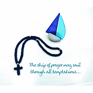 Monastery Vodoca Christian 100-knot Prayer Rope ǀ Smooth Silk Satin Cord (Navy Blue)