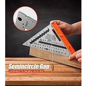 RONGPRO Multifunctional Rafter Square, 7 Inch Triangle Carpenter Square Metal Alloy, Rafter Square Layout Tool