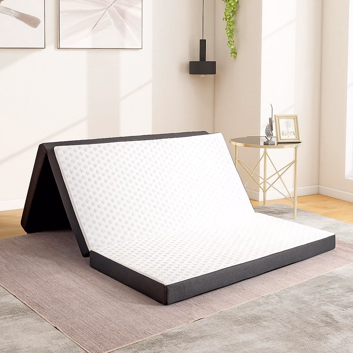 MUUEGM Tri-Fold Memory Foam Mattress, 4 Inch Twin Folding Mattress, Foldable Mattress with Collapsible and Washable Cover Portable Mattress for Camping/RV/Guest Beds, 75"×38"×4"