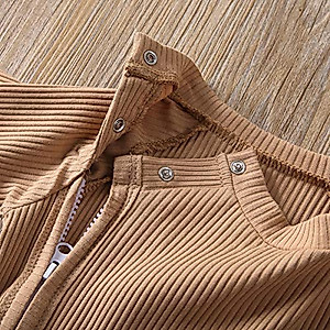 CIYCUIT Newborn Baby Boy Girl Cotton Knitted Onesie Jumpsuit Gender Neutral Infant Ribbed Romper Clothes Khaki 0-3 Months