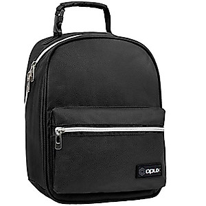 opux Premium Insulated Lunch Box for Boys, Girls | Durable Leakproof School Lunch Bag with Handle Clip, Mesh Pocket | Reusable Work Lunch Pail Cooler for Adult, Men, Women | Fits 14 Soda Cans (Black)