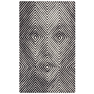 SAFAVIEH Ebony Collection Area Rug - 3' x 5', Black & Ivory, Handmade Wool, Ideal for Living Room, Bedroom, Dining (EBN150Z-3)