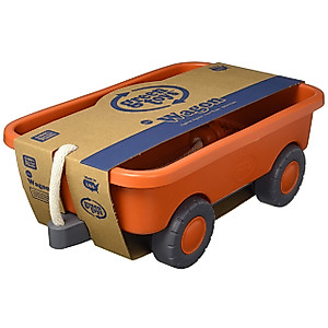 Green Toys Wagon, Orange CB - Pretend Play, Motor Skills, Kids Outdoor Toy Vehicle. No BPA, phthalates, PVC. Dishwasher Safe, Recycled Plastic, Made in USA.
