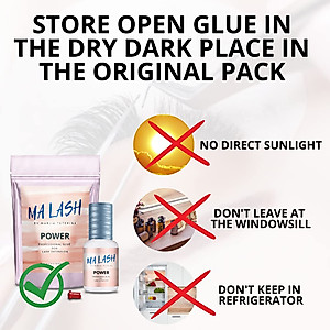 MA LASH Power Eyelash Extension Adhesive Glue - 0.17fl.oz / 5ml - Ultra-Fast 1-Second Drying Time - 8 Weeks Retention - Professional-Grade, Black