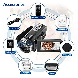 SEREE TECH 2.7K Video Camera Camcorder 30FPS 42MP 18X Digital Camera for YouTube 3.0inch Flip Screen Camcorder Vlogging Camera with Remote Control and 2 Batteries