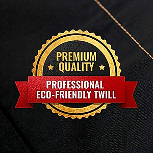 Under NY Sky Half Deep Black Apron with Durable Twill – Bistro Apron, Waist Apron adjustable for Men and Women – Professional Barista, Bartender, Mixologist, Florist, Server Aprons