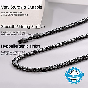 PROSTEEL Round Link Chain Layering Necklace Mens Jewelry Minimalist Chain Statement Black Necklace for Men
