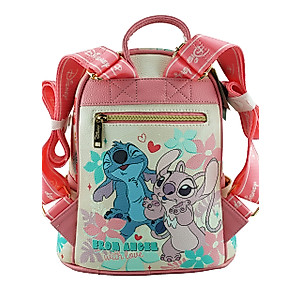 Wondapop Disney Angel and Stitch 11" Vegan Leather Fashion Mini Backpack