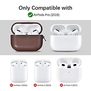 AIRSPO Case for AirPods Pro, Leather AirPods Pro Case Cover Compatible with Apple Airpods Pro Charging Case AirPod Pro Protective with Keychain (Brown)
