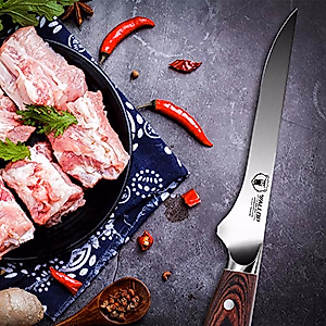 WALLOP Boning Knife - 6 inch Flexible Fillet Knife Deboning Knife for Bone, Fish, Poultry, Meat Slicing Knife- German HC Stainless Steel with Full Tang Pakkawood Handle - Jane Series with Gift Box