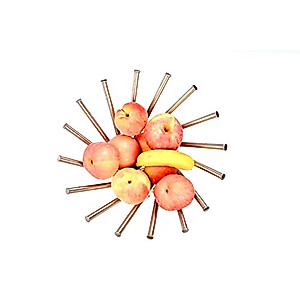 LANDTOM® Creative Stainless Steel Rotation Fruit Bowl/Fruit Basket/Fruit Stand/Fruit Holder with Free Orange Peeler, Silver