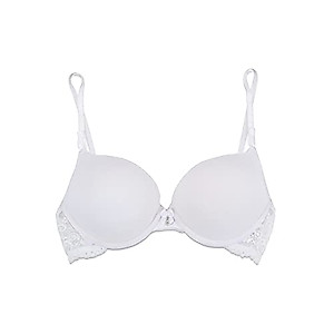 Smart & Sexy womens Maximum Cleavage Underwire Push Up Bra, White With Lace Wings, 36B US