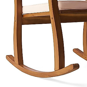Christopher Knight Home Selma Acacia Rocking Chairs with Cushions, 2-Pcs Set, Teak Finish