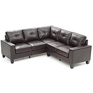Glory Furniture Newbury KD Sectional, Dark Brown. Living Room Furniture 35" H x 82" W x 32" D