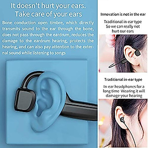 IHAO Open Ear Air Conduction Headset Wireless Bluetooth Sport Headphones with Mic Earphone Lightweight Painless Wearing Sweatproof Earpiece Stereo Earphone for Running Hiking Bicycling