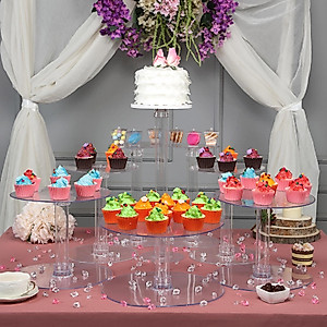 TABLECLOTHSFACTORY Lovely 8 Tier Acrylic Crystal Glass Clear Cake Dessert Decorating Stand For Birthday Xmas Party Wedding