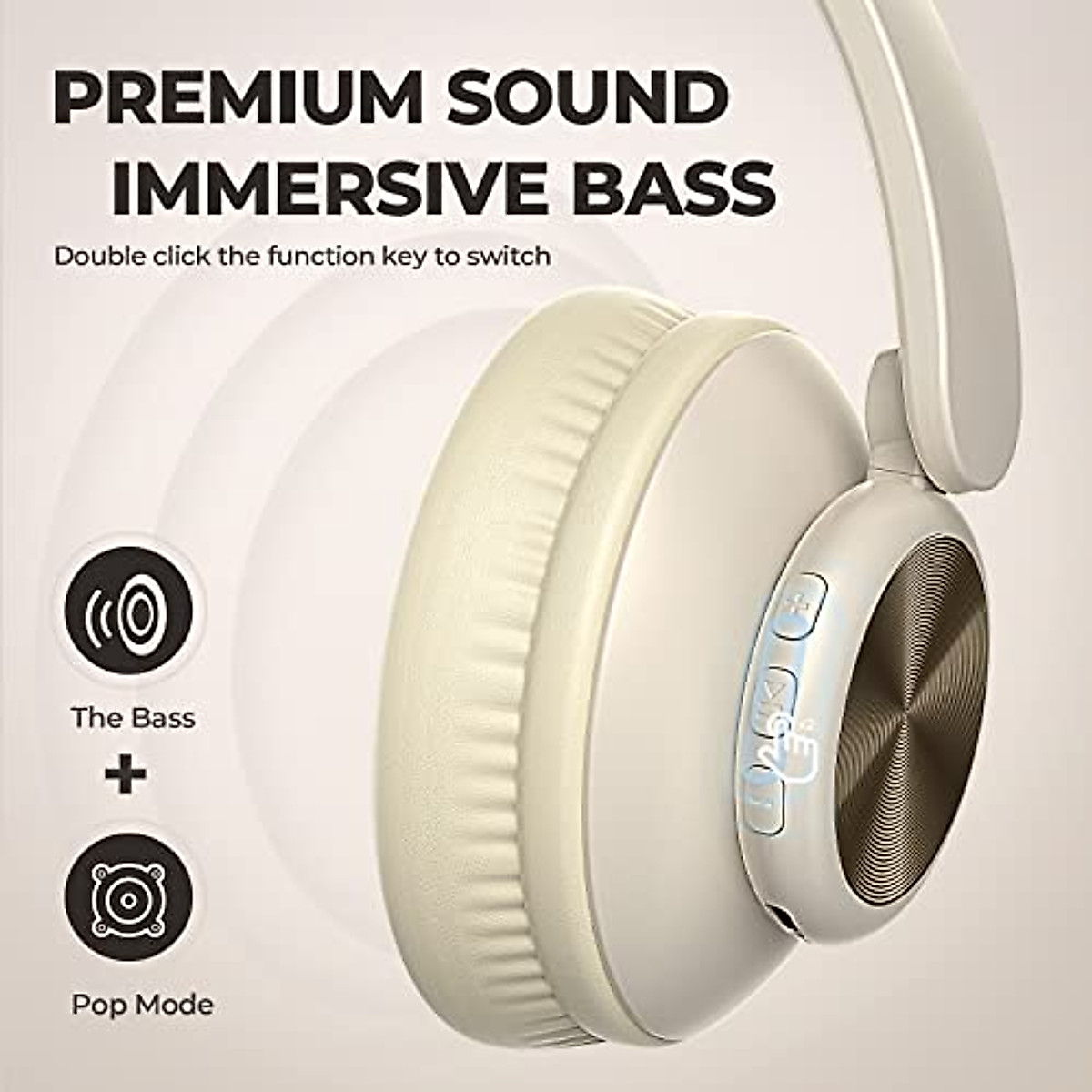 V8 Bluetooth Headphones, 80 Hours Playtime Wireless Headphones with Deep Bass,Lightweight Foldable Headphones Built-in Mic,HiFi Stereo Sound for Travel Work Laptop PC Cellphone