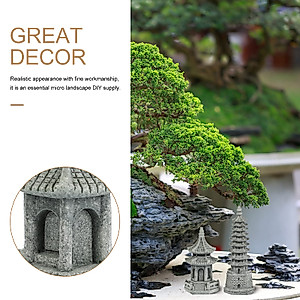 generic 2Pcs Miniature Pagoda Hexagon Figurines Mini Pagoda Statue for Garden Patio Bonsai Micro Landscape Decorations