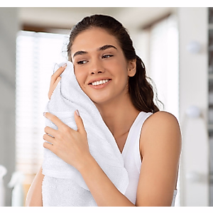 Wealuxe White Bath Towels 27x54 Inch, Cotton Towel Set for Bathroom, Hotel, Gym, Spa, Soft Extra Absorbent Quick Dry 4 Pack