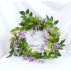 Wisteria Garland 5pack 33Ft Artificial Fake Wisteria Vine Hanging Flowers Fake Vines Plants (Purple)