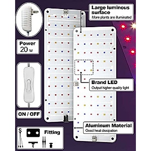 DOMMIA Grow Lights for Indoor Plants, 20W Ultra-Thin Invisible Plant Light, Full Spectrum Led Grow Lamp with 144 LEDs, DIY Assembly Grow Light Strip for Indoor Garden Greenhouse Aquarium Hydroponic