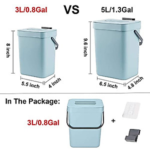 LALASTAR Small Trash Can with Lid, Odorless Mini Trash Can, Plastic Hanging Waste Basket for RV/Office/Bedroom/Dorm, 3L/0.8 Gal, Blue