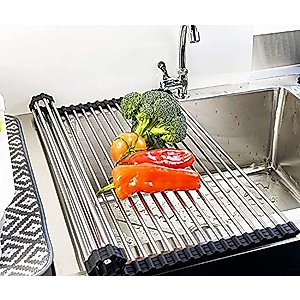 LLygezze Stainless Steel Roll-up Drying Rack Over The Sink Rack 17.5"x13"