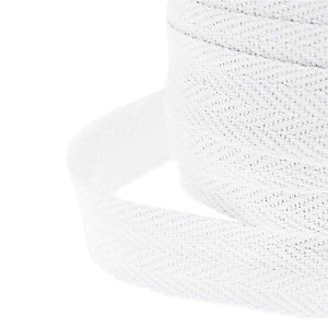 Abbaoww 50 Yards Cotton Twill Tape Ribbon 1/2 Inch, Soft Natural Webbing Tape Herringbone Tape for Sewing DIY Craft, White
