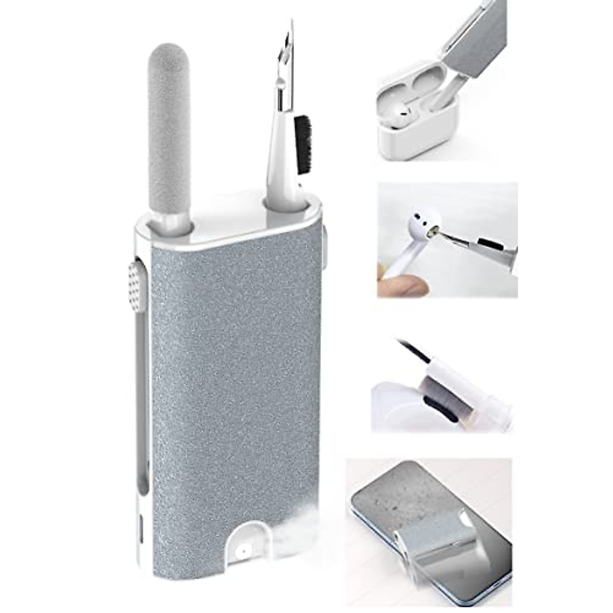 Esteguen Multi-Function Airpod Cleaner Kit- Laptop Phone Screen Cleaner Bluetooth Earphones Cleaning Tools for Airpods Pro Earbuds Cleaning Kit for Tablets Cell Phone Screen White