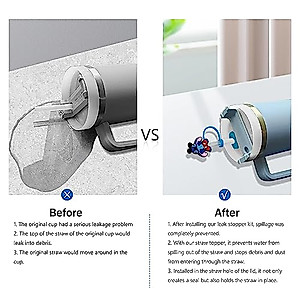 Silicone Spill Proof Stopper Set of 6+ 2 cartoon straw caps，Compatible with Stanley 1.0/30&40 Oz Tumbler with Handle,Silicone Straw Topper for Stanley Cups Accessories (Blue)