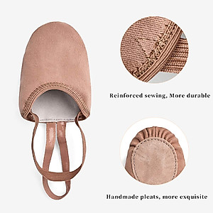 Stelle Half Soles Dance Shoes Women Men Canvas Lyrical Pirouette Ballet Shoes Turners Dance Shoes for Contemporary (Tan, 7.5/8.5)