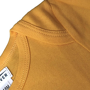 COUVER 100% Cotton Baby Bodysuit Suit Boy Clothes Long Sleeve Solid Color Onesie Golden Yellow