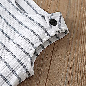UWBACK Newborn Infant Baby Boy Girl Romper Bodysuit Striped Outfits Coverall Sleeveless Baby Clothes White striped CN100