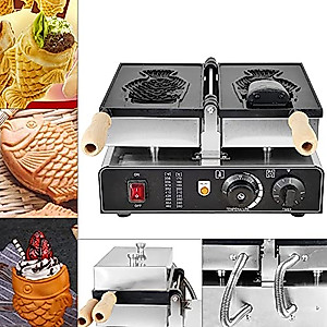 Veloqua 110V Commercial Taiyaki Waffle Maker Stainless Steel Commercial Taiyaki Waffle Maker Machine Great choice for bakeries, restaurants, kiosks, canteens, etc.