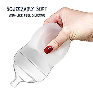 Tiny Twinkle Silicone Baby Bottle with Comfort Grip and Soft Flexible Nipple - Squeezably Soft Baby Bottles for Newborn and Up (Mint, 6 Ounce - 2 Pack)