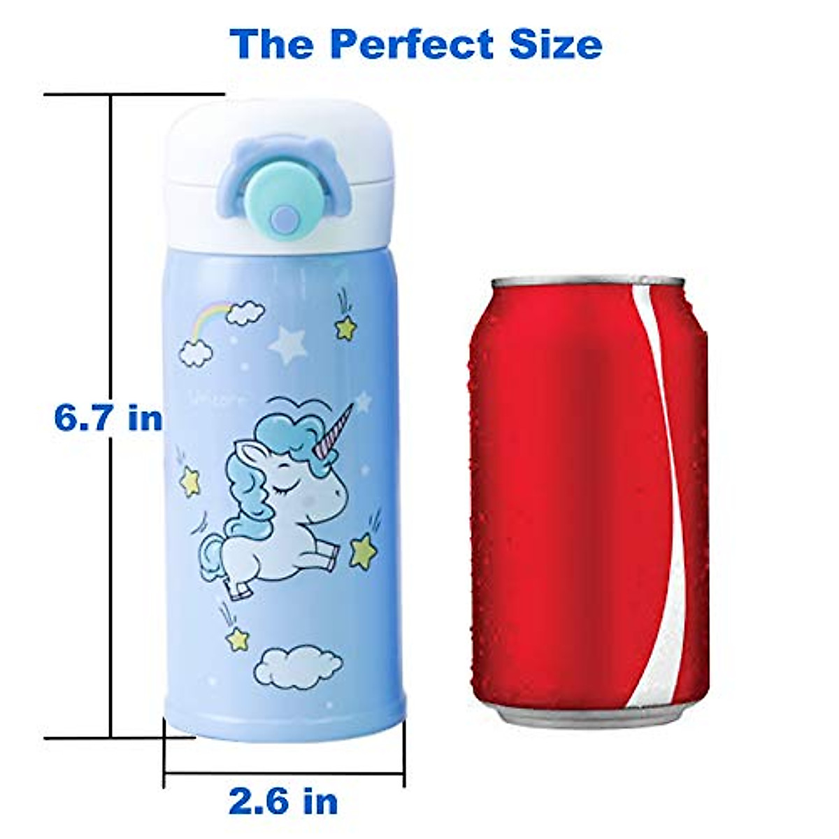 Unicorn Water Bottles for Girls Thermoses Stainless Steel Water Bottle Vacuum Insulated Water Flask Gift for Girls (blue)