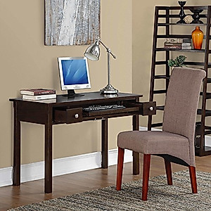 SIMPLIHOME Avalon SOLID WOOD Contemporary 47 Inch Wide Writing Desk in Dark Tobacco Brown, For the Office Desk, Writing Table, Workstation and Study Table