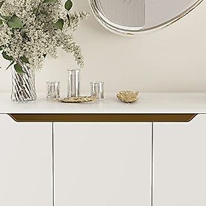 ECACAD Modern Sideboard Buffet Storage Cabinet with 3 Drawers & 3 Doors, Kitchen Cupboard Console Cabinet with Metal Legs for Living Room, Entryway, White (63”L x 15.6”W x 33.4”H)