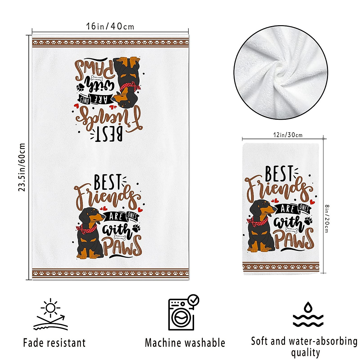 Hexagram Dog Kitchen Towels Set of 4, Dog Lover Gifts Dog Hand Towels for Kitchen Housewarming Farmhouse Kitchen Gifts, Dog Lovers Decor for Women