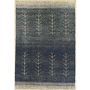 Abani Southwestern Distressed Vintage Style Area Rug, Mesa Collection - Blue & Beige Plant Stalk Design 4' x 6' Accent Rug Rugs