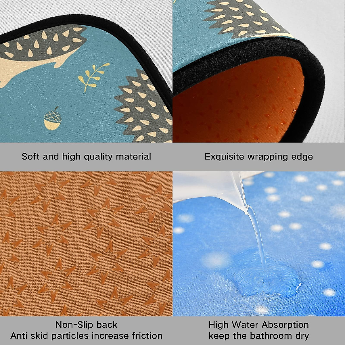 Hedgehogs Kitchen Mat Set of 2 Kitchen Rug Set Washable Non Slip Cushioned Memory Foam Kitchen Runner Rugs and Mats Comfort Standing Mat for Office Desk Sink Laundry Home Decor