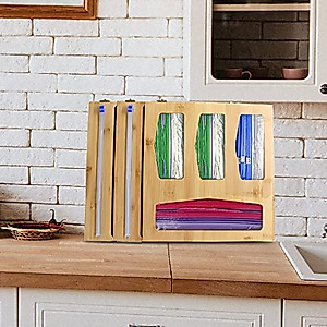 shuang qing Ziplock Bag Storage Organizer, Bamboo Food Bags Container for Kitchen Drawer Compatible Compatible With Ziploc, Solimo, Glad, Hefty For Gallon, Quart, Sandwich