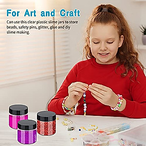 Mimorou 100 Pcs Plastic Jars with Lids Wide Mouth Round Clear Containers, Black Pen and Labels Refillable Airtight Travel Storage Leak Proof Small for Storing Dry Food, Makeup, Honey, Butter (2 oz)