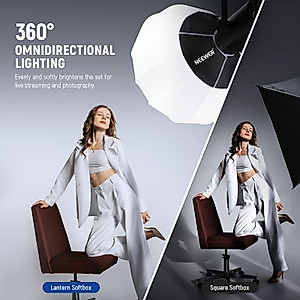 NEEWER 26"/65cm Lantern Softbox, Quick Release 360° Light Diffuser Bowens Mount Softbox with Lightweight Nylon Alloy for RGB CB60 CB60B CB200B MS60B MS60C MS150B Continuous LED Video Lights, NS26L