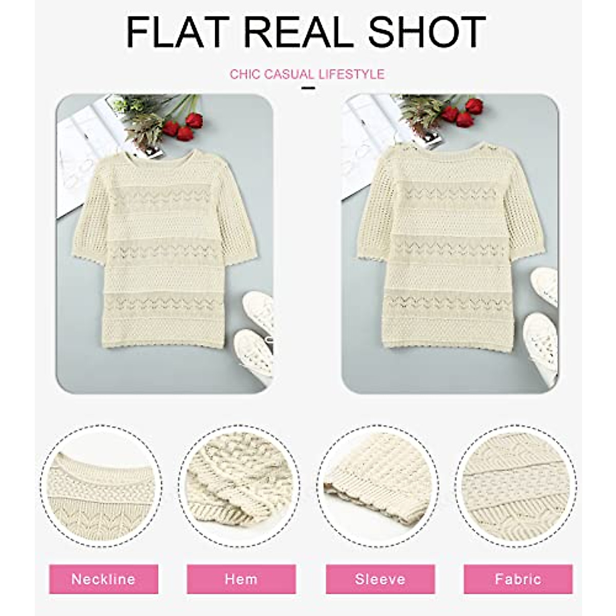 Dokotoo Womens Summer Short Sleeve Sweaters Tops Spring Crew Neck Pullover Shirt Lightweight Knit Sweater Blouse Apricot Medium