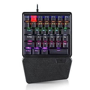 fosa1 One Handed Gaming Keyboard with Hand Rest,One Handed RGB Mechanical Gaming Keyboard, Left Handed Mechanical Keypad Support Mobile Game Connection,36 Keys,USB
