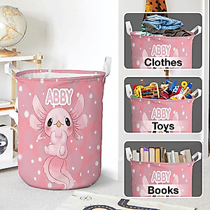 Custom Axolotl Laundry Baskets, Personalized Axolotl Laundry Baskets Gift for Kids Woman Adults, Customize Baby Name Laundry Hamper for Kids Boys Girls Adults
