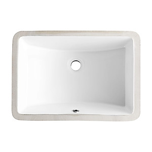 DeerValley DV-1U101 Ally Undermount Bathroom Sink Rectangular, 21'' x 15'' Vessel Sink Rectrangle Undermount Bathroom Sink White Ceramic Lavatory Vanity Vessel Sink with Overflow