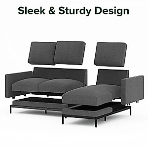 Zinus Logan Reversible Sectional Chaise/L-Shaped Sofa/Green Tea Infused Foam Cushions/Tool-Free, Easy Assembly, Dark Grey